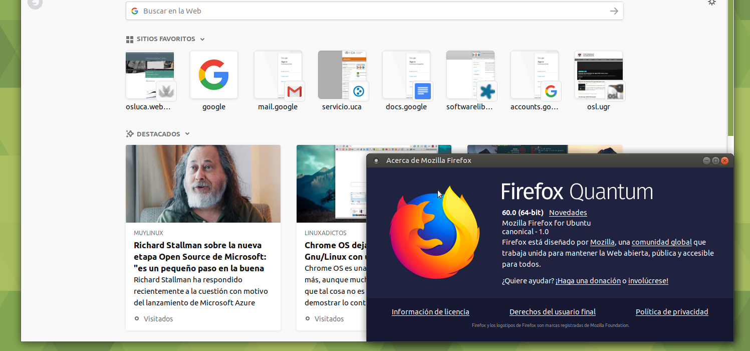 Firefox 60 ya esta aquí – Oficina de Software Libre de la UCA